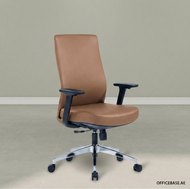 Majesty Executive Mid Back Chair | Brown PU Leather