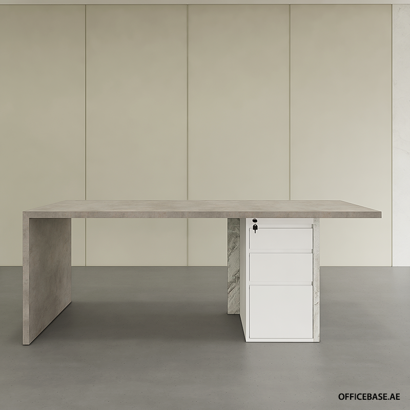 LISSE Executive Desk | Concrete Colors | Light Grey Chicago Concrete ...