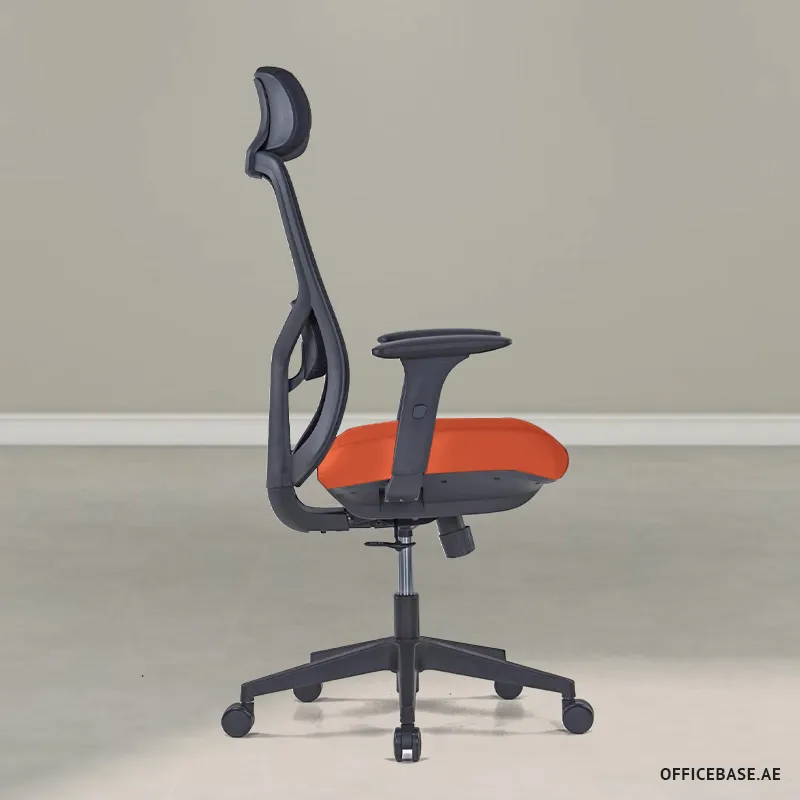 Serenade High Back Mesh Chair | Black Nylon Base | ORANGE